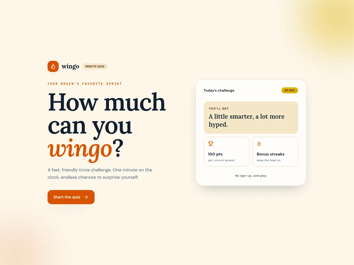 Wingo Minute Quiz