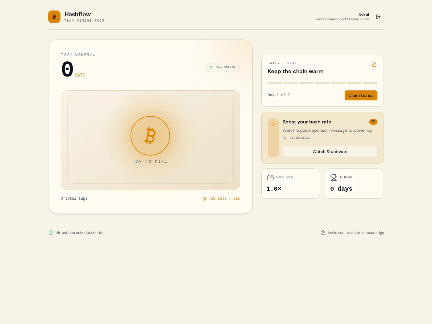 Bitcoin Miner Tap Game