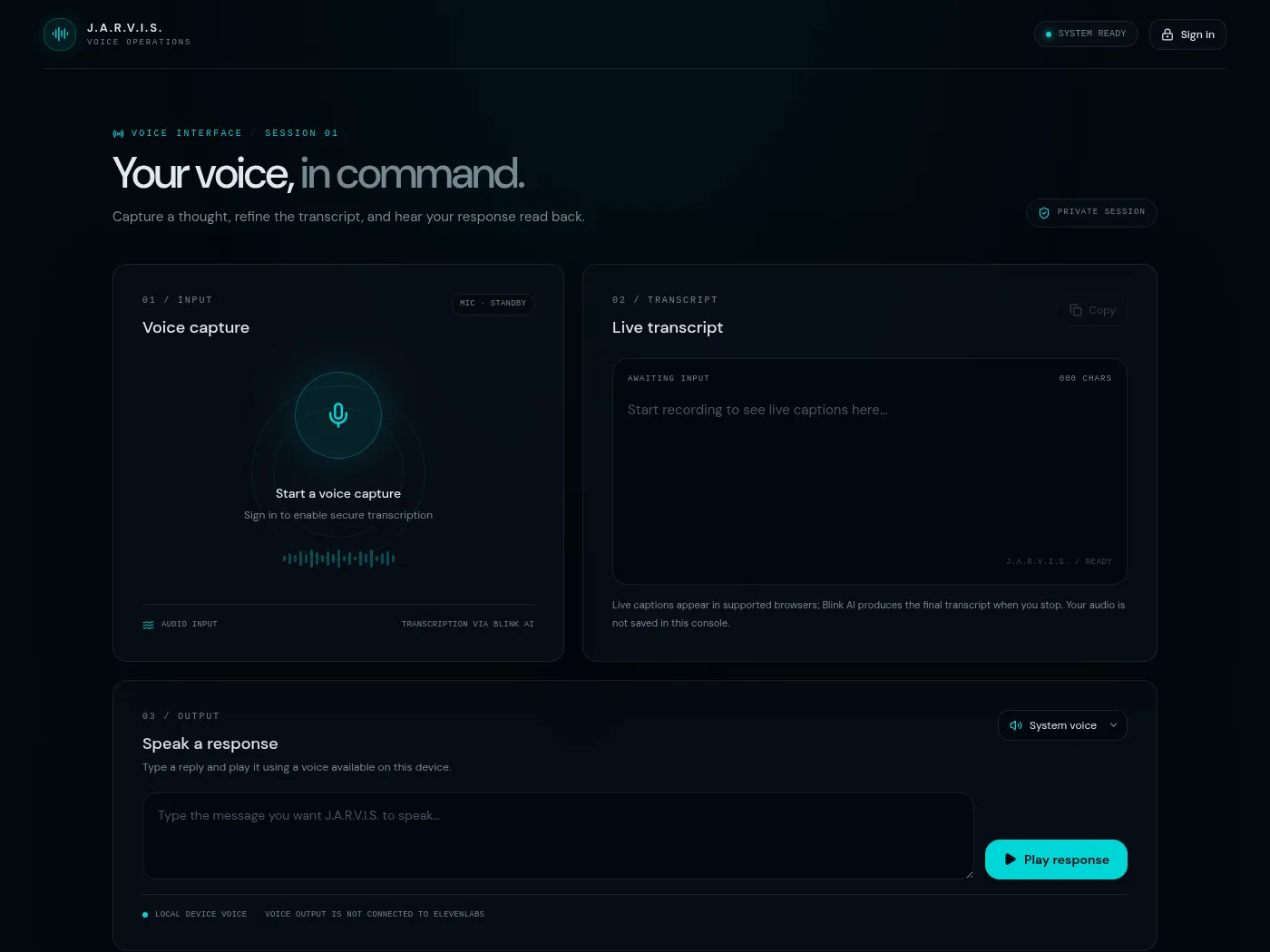 JARVIS Voice Dashboard