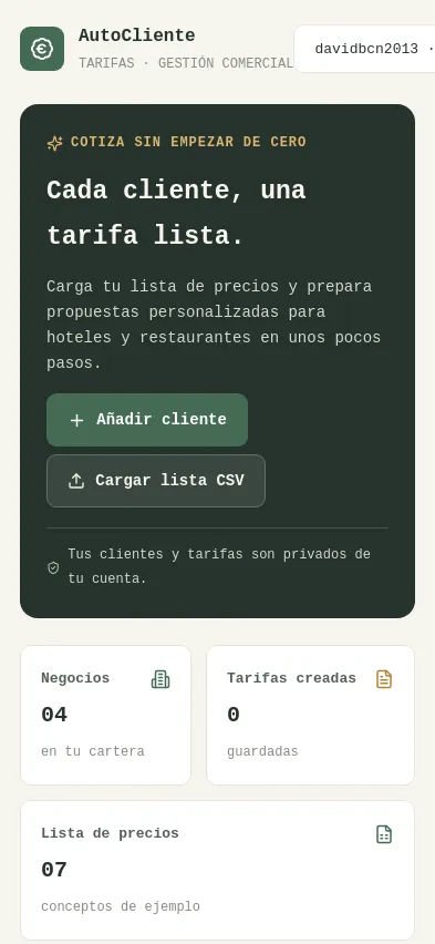 AutoCliente Tarifas
