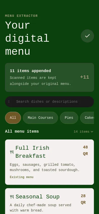 Menu Extractor Mobile