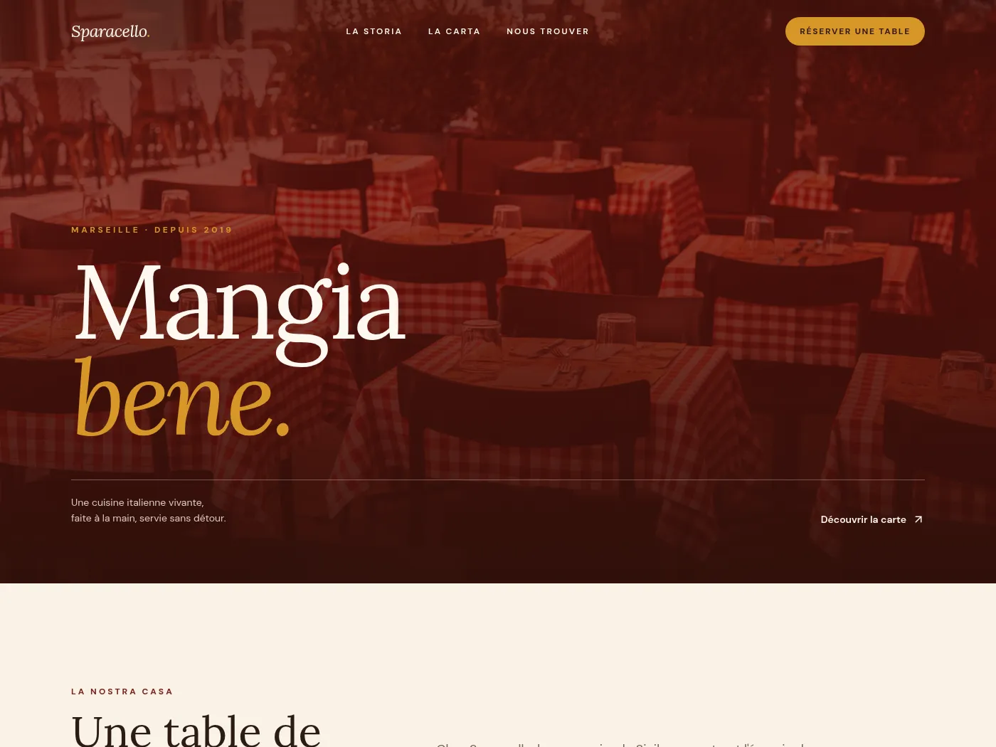 Sparacello Trattoria Site