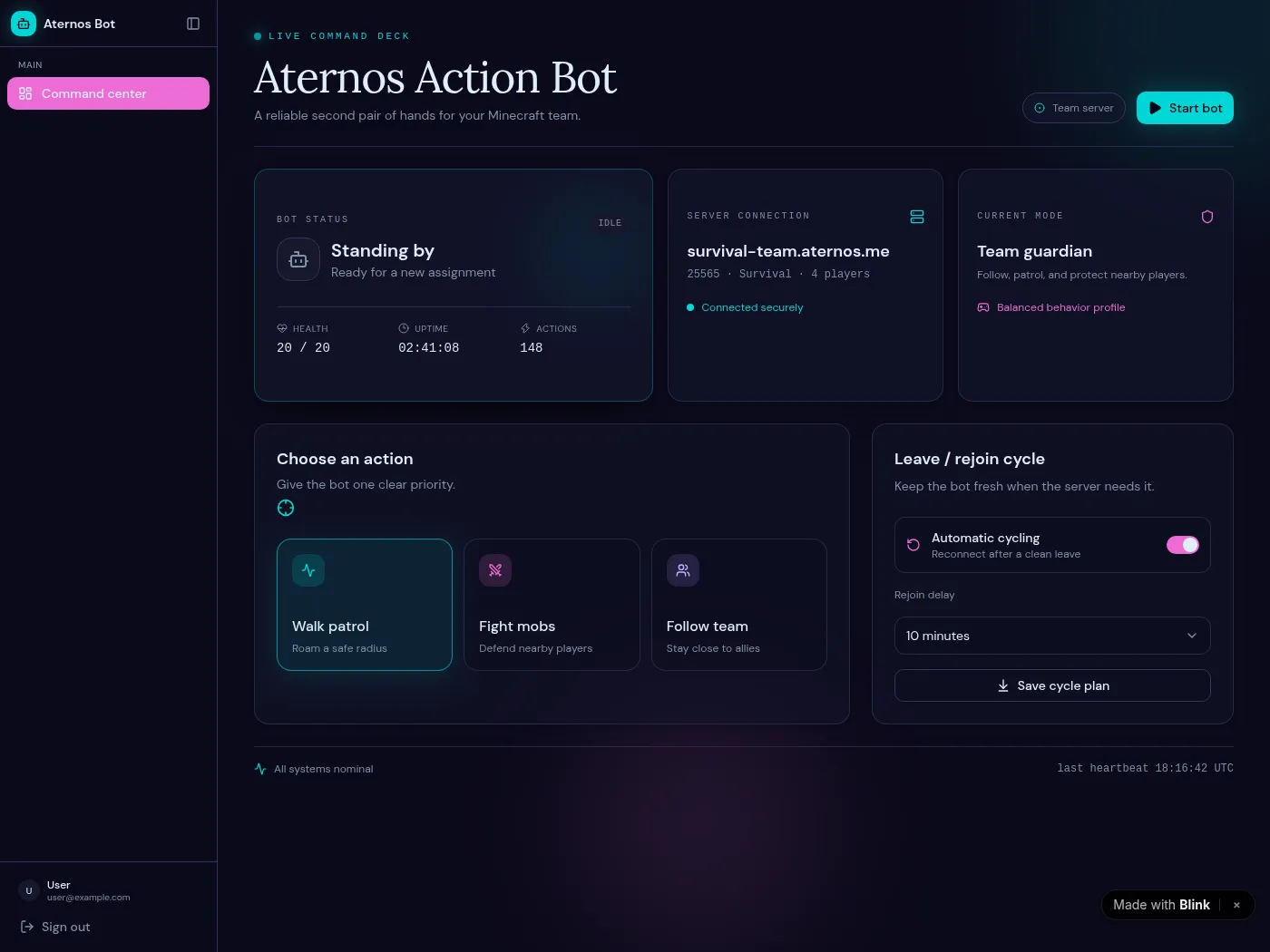 Aternos Action Bot