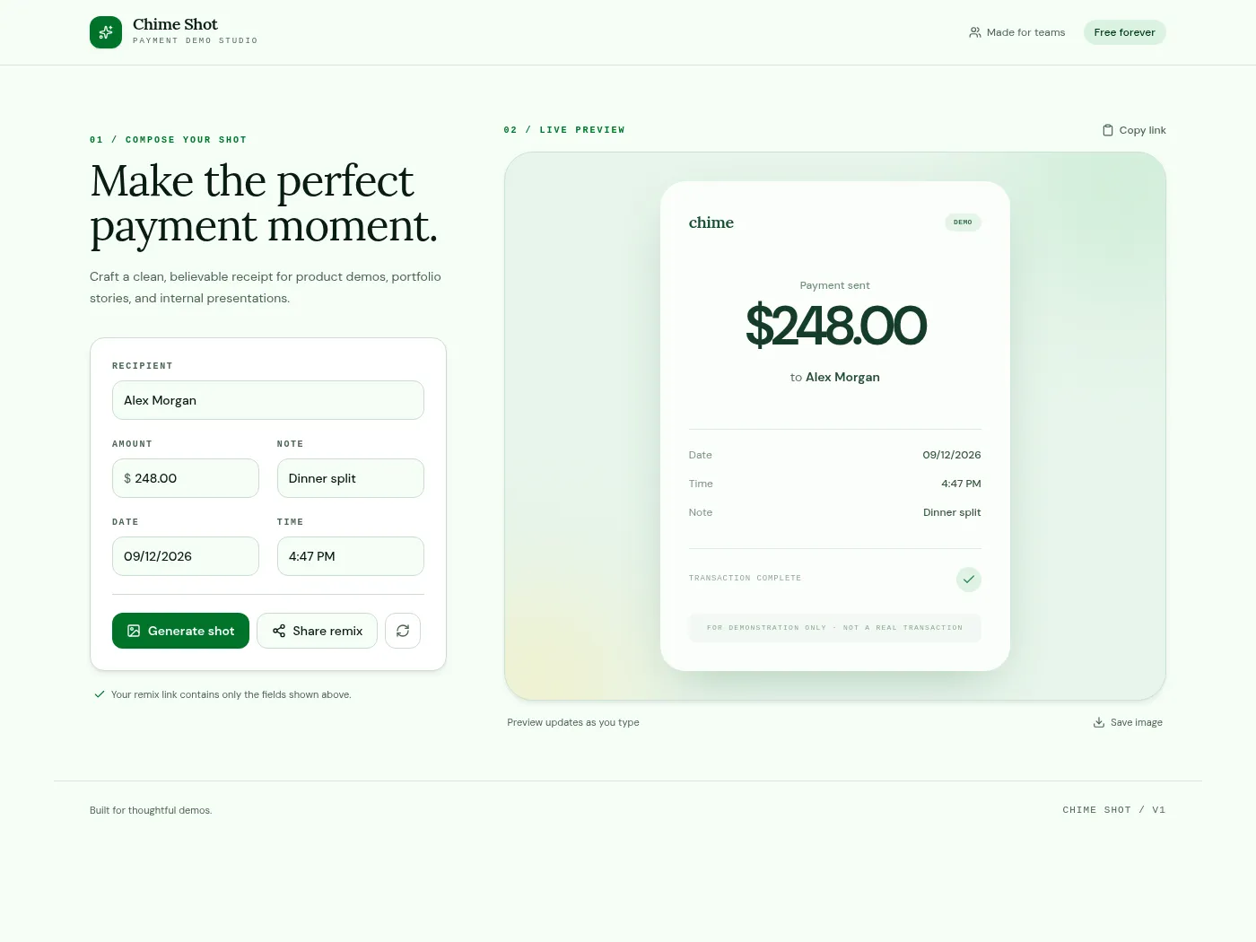 ChimePay Screenshot Maker
