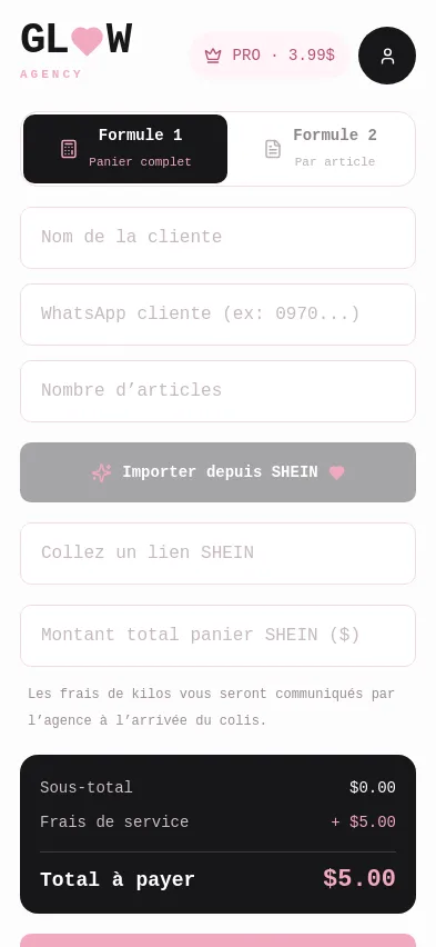 Glow Shein Calculator