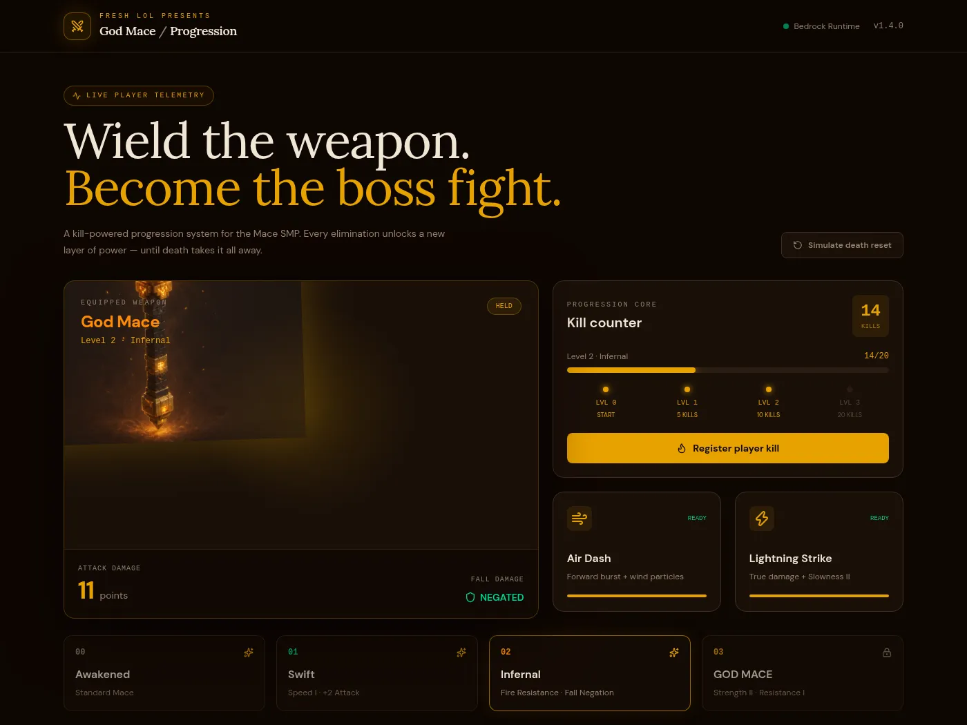 God Mace Progression Add-on