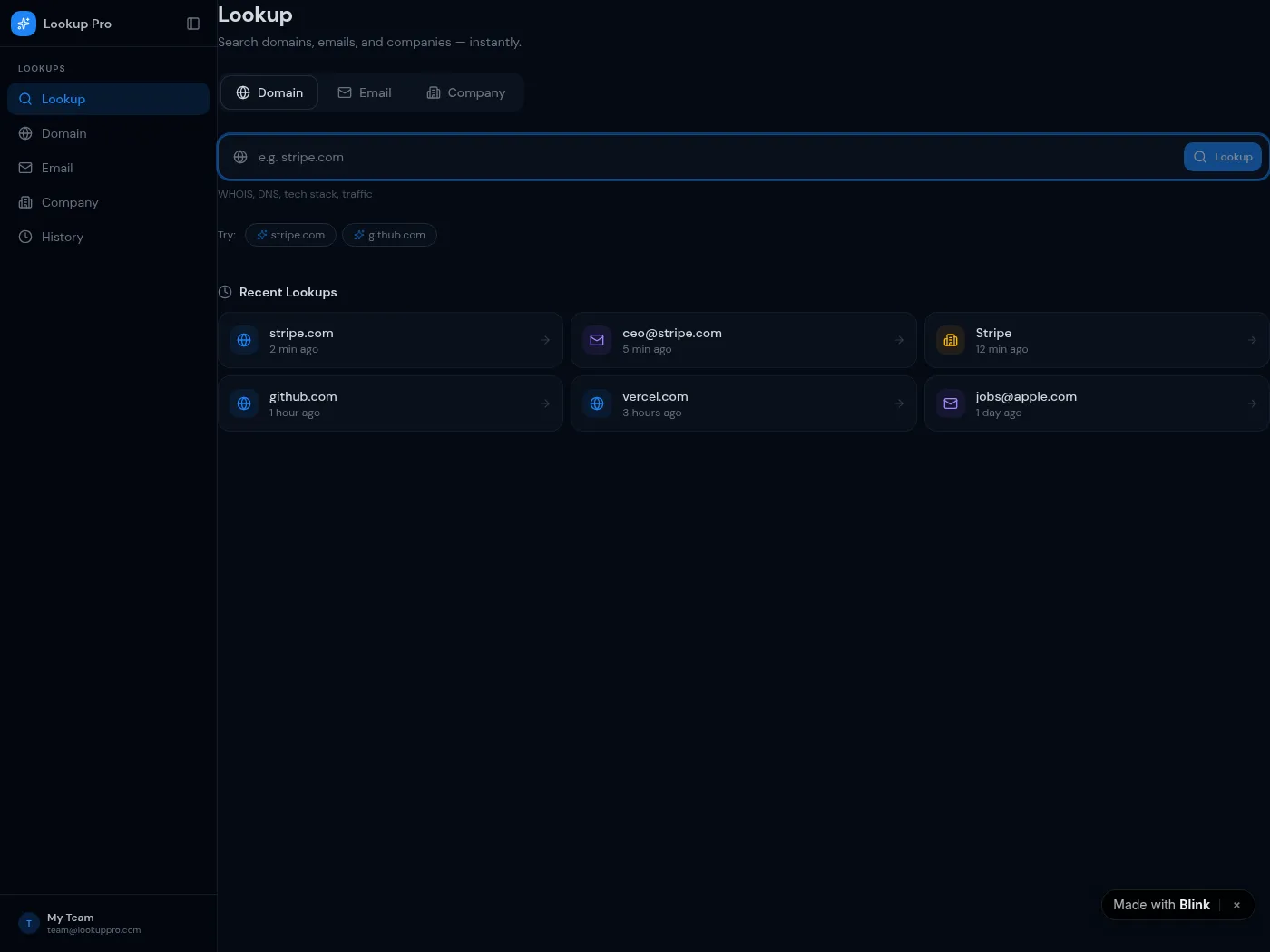 Lookup Dashboard Pro