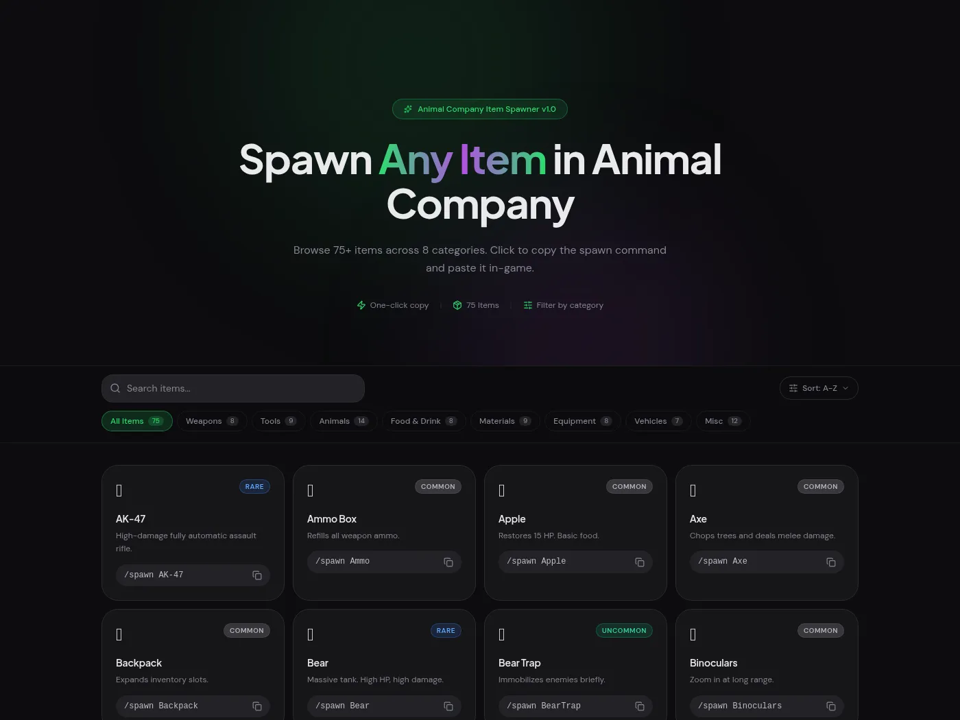 Animal Company Item Spawner