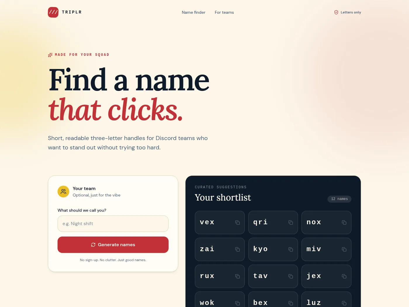 Triple Letter Name Finder