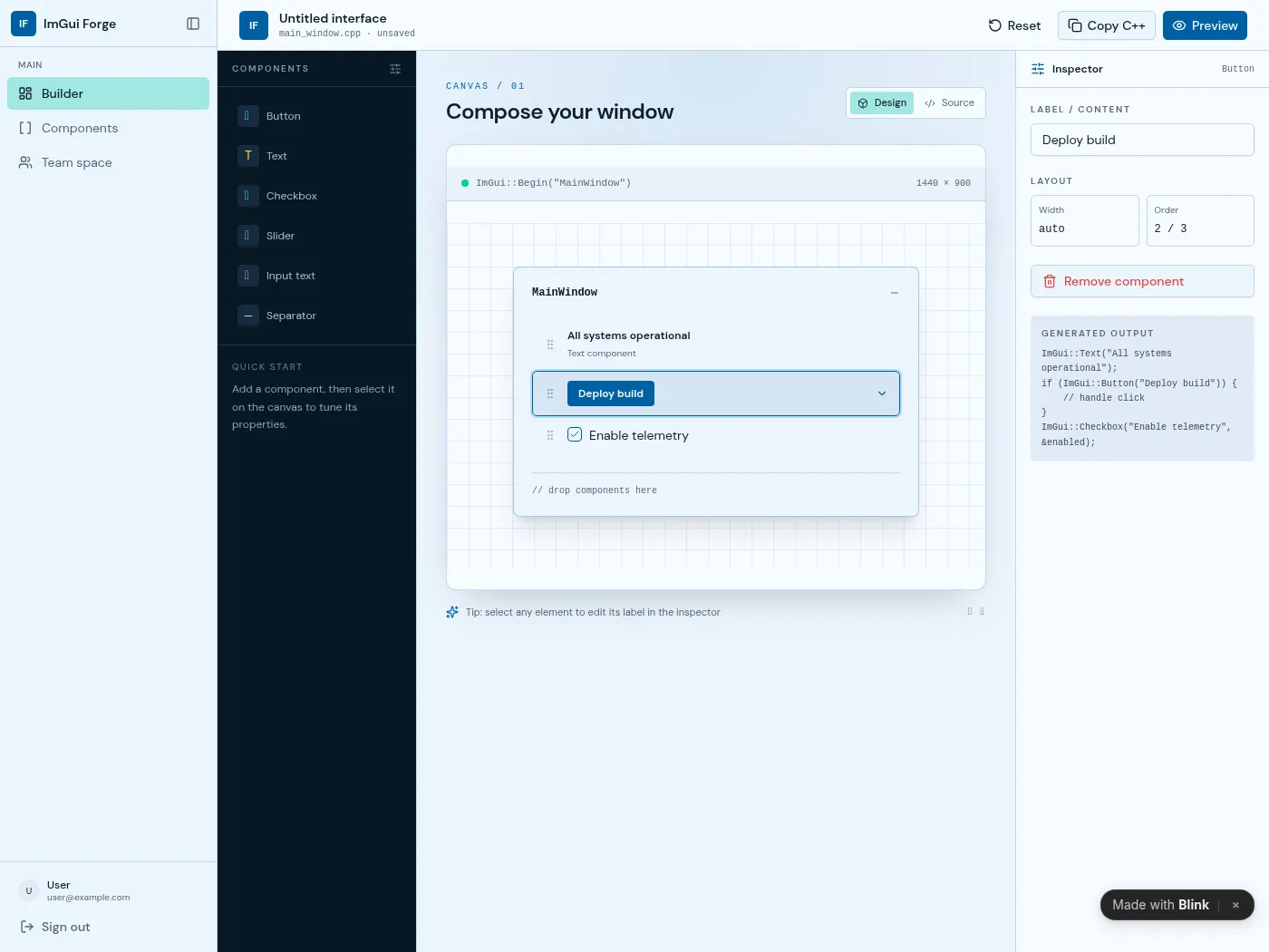 ImGui Visual Builder