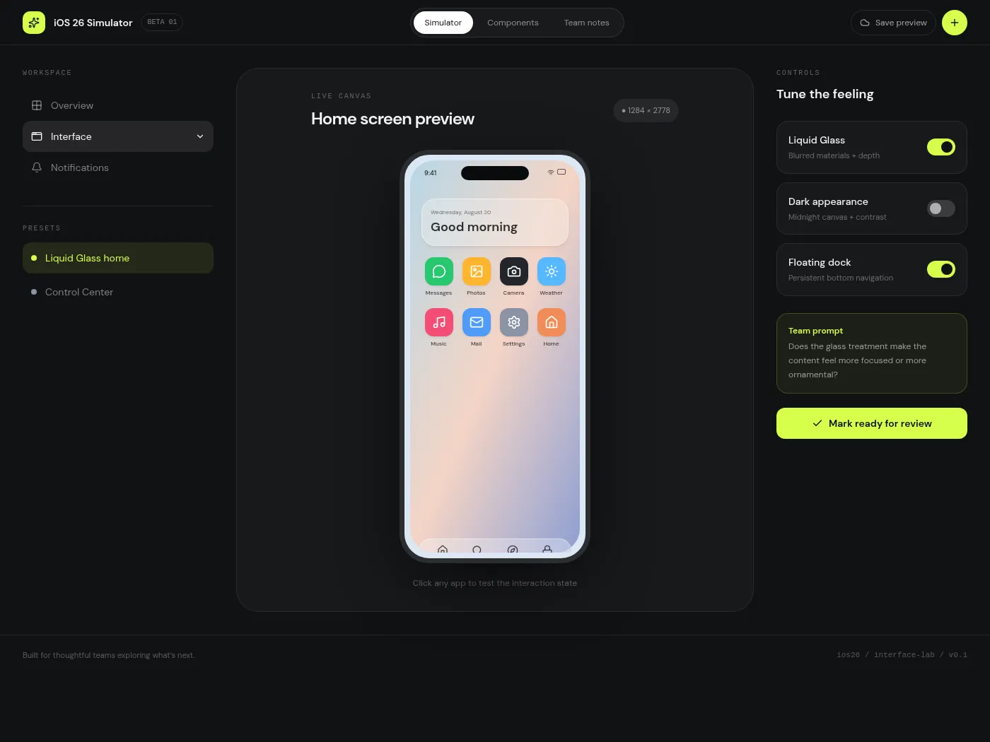 iOS 26 Web Simulator