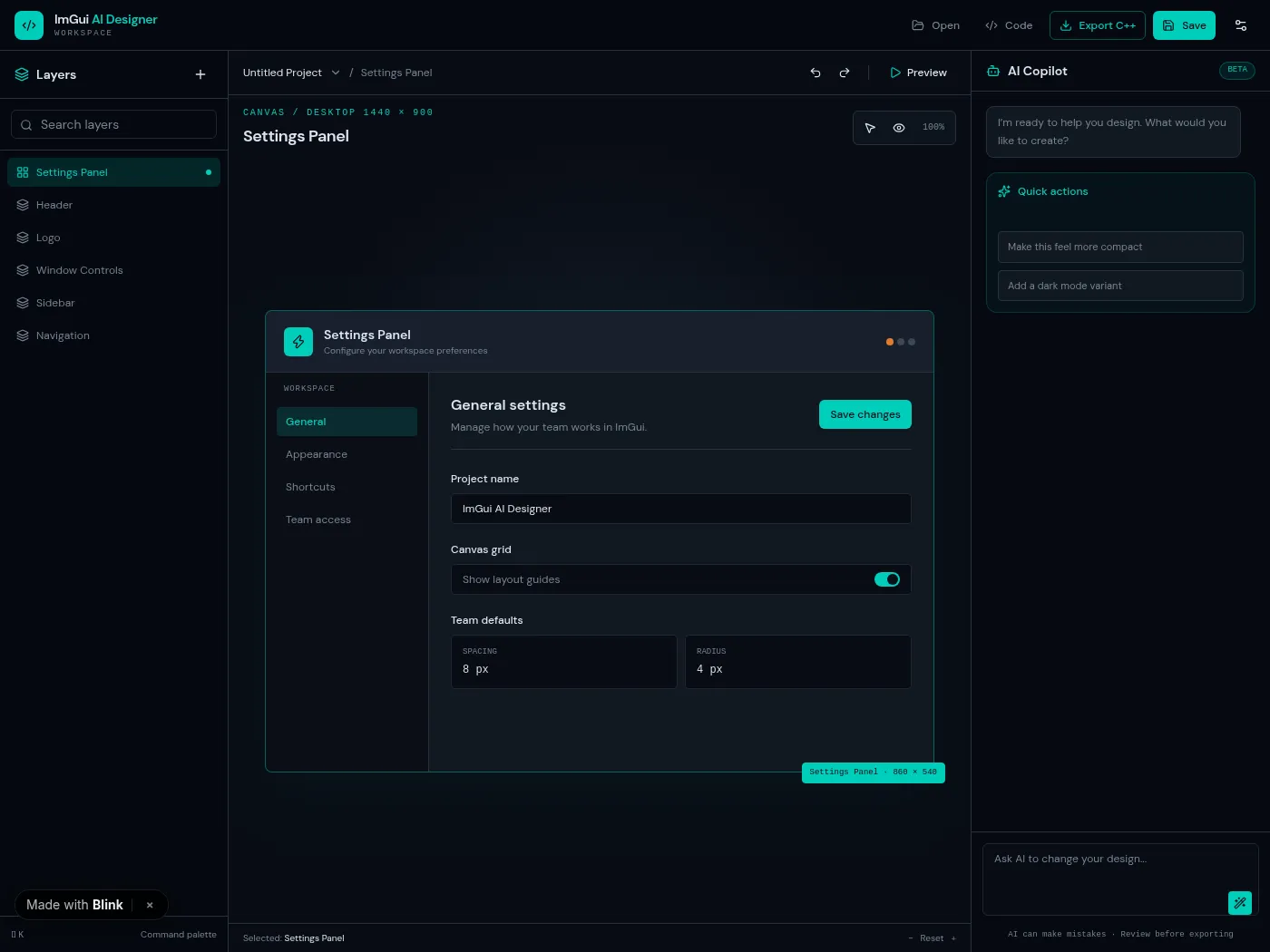 ImGui AI Designer
