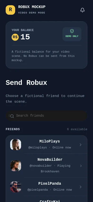 Robux Mockup Sender