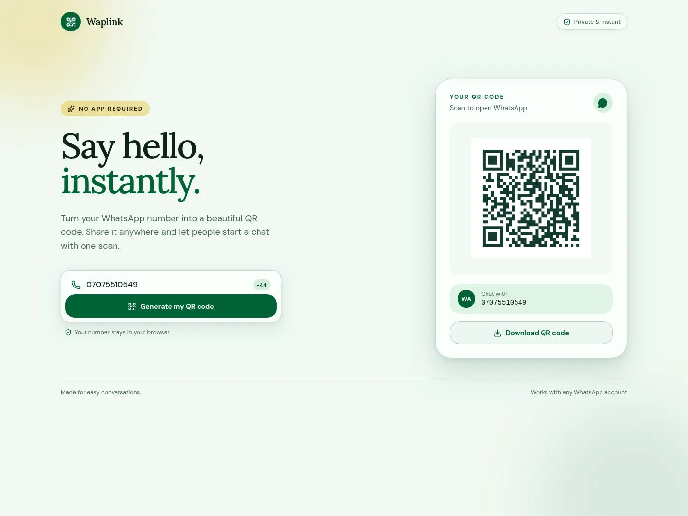 WhatsApp QR Code Creator