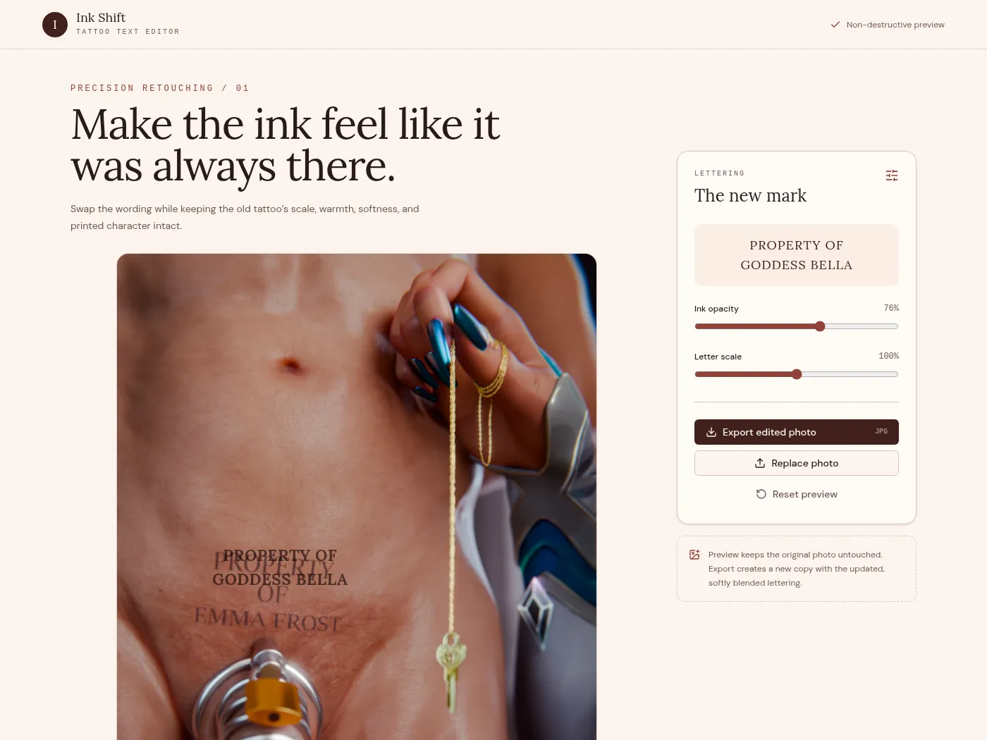 Tattoo Text Editor