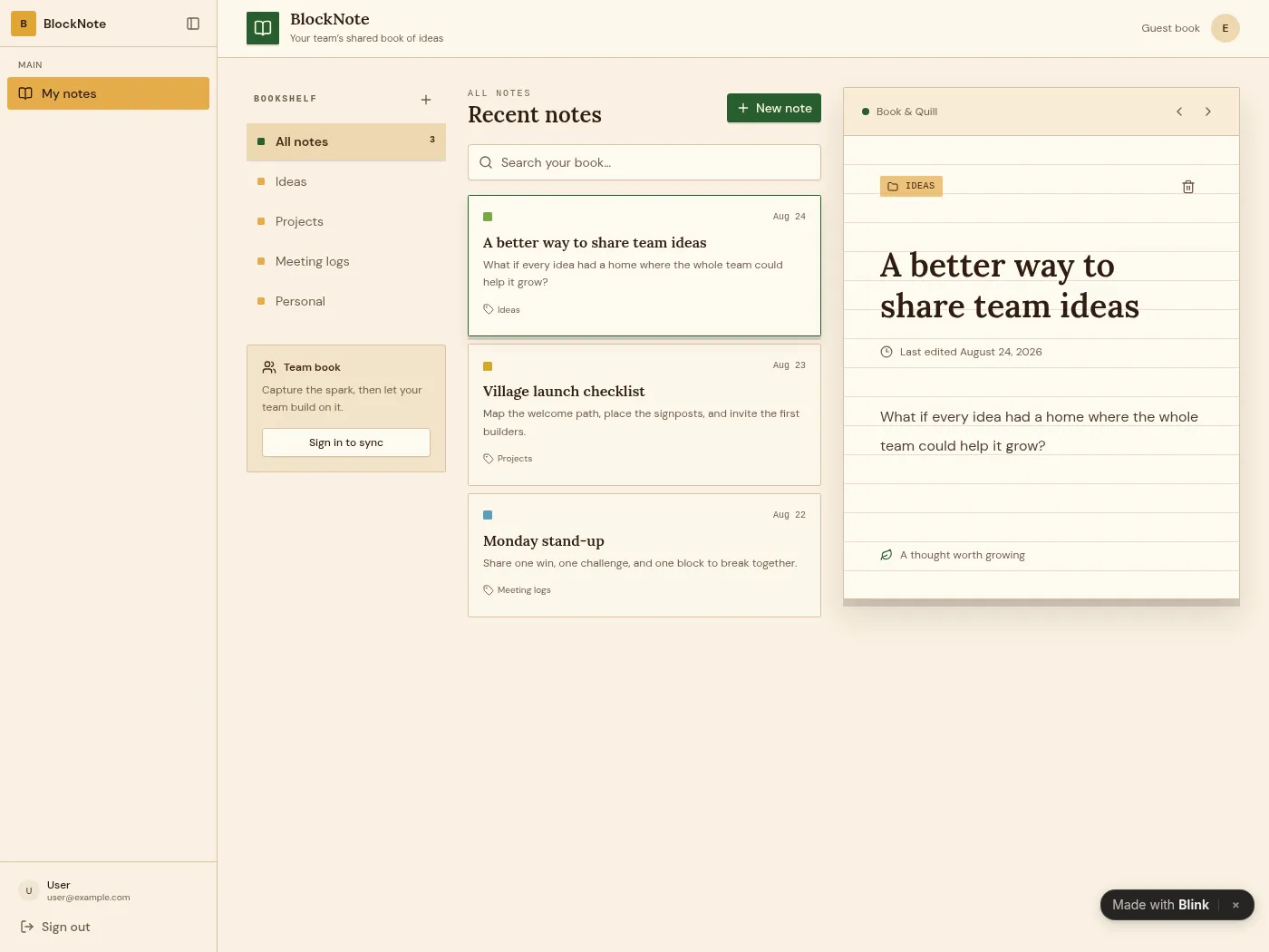 BlockNote Team App