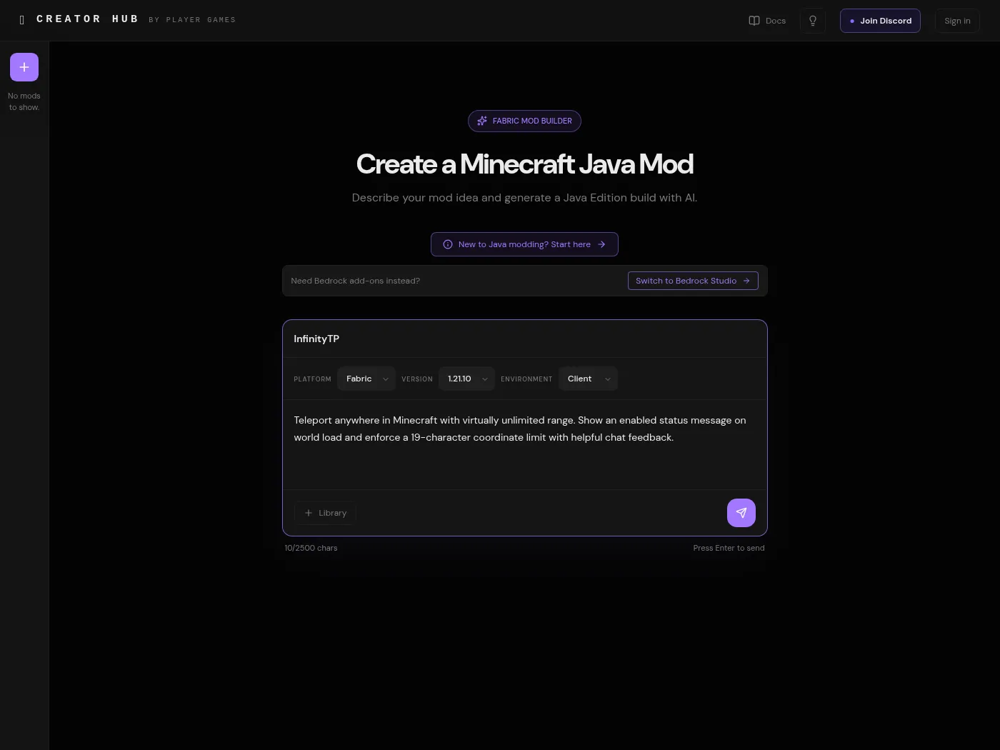 InfinityTP Minecraft Mod
