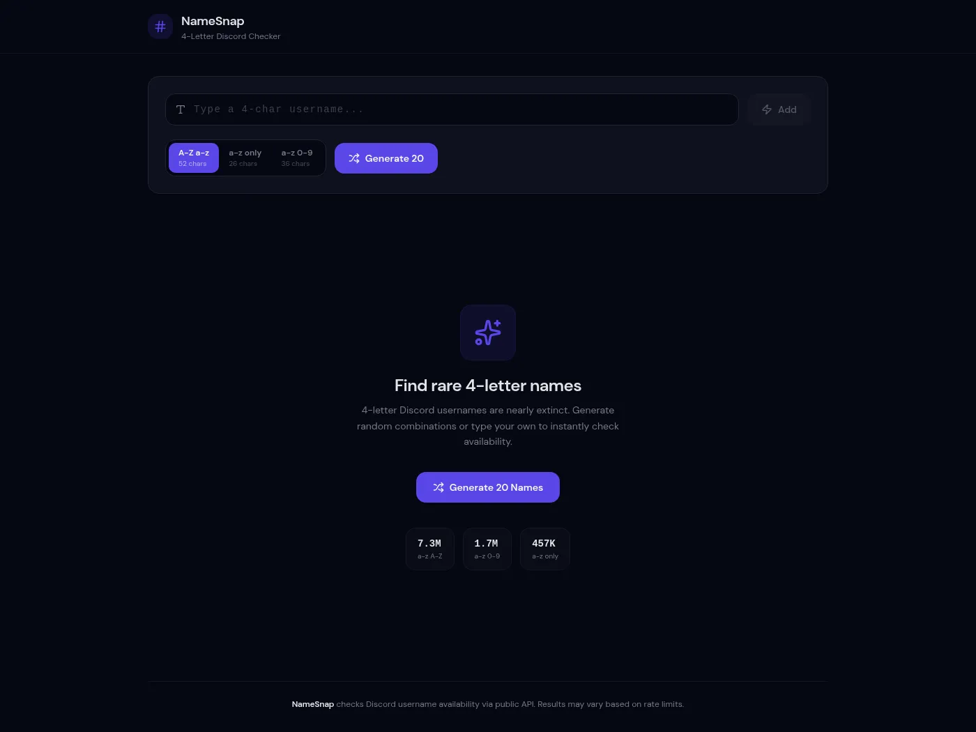 NameSnap Discord Checker