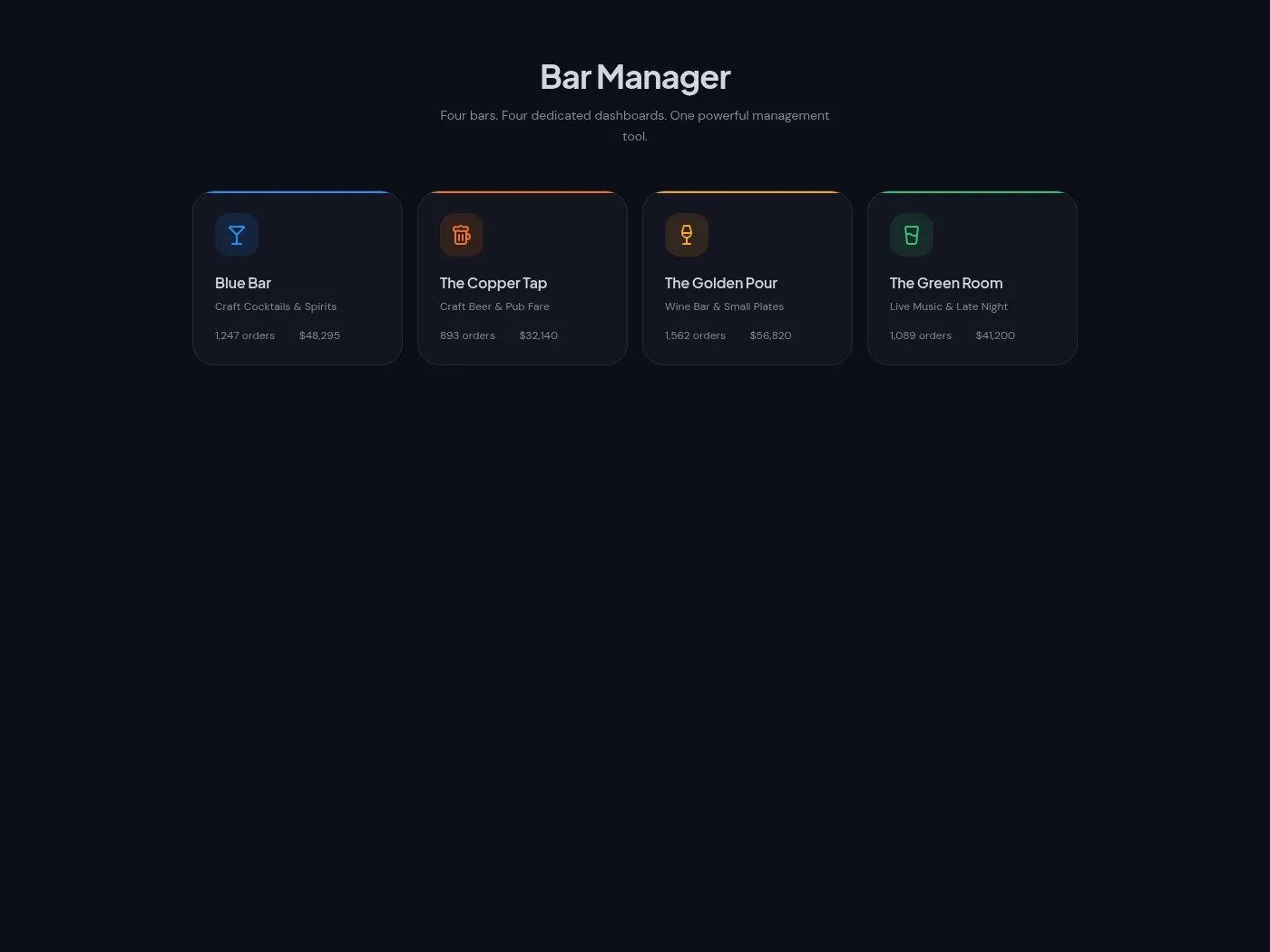Bar Manager UIs