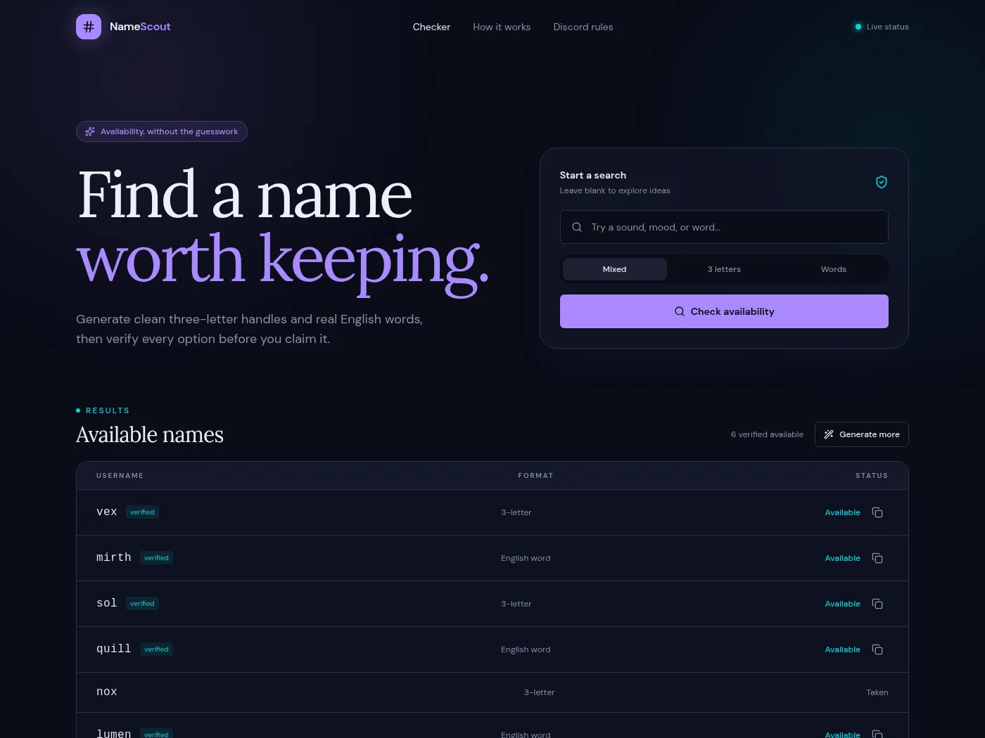 Discord Name Checker