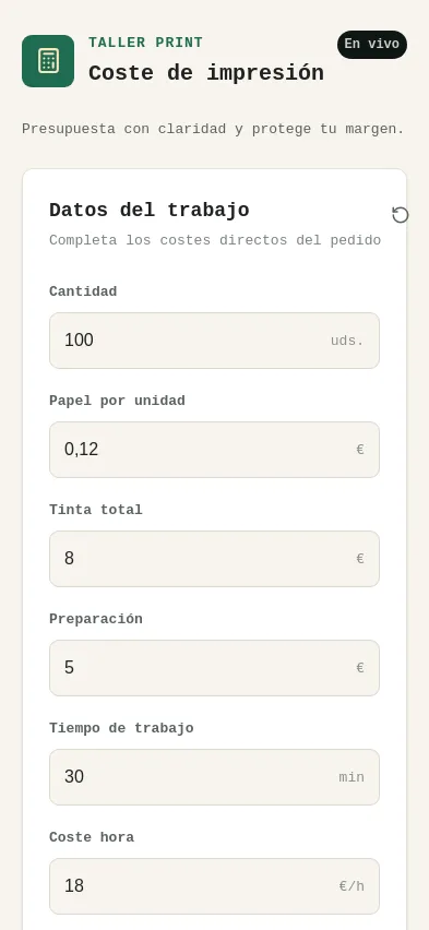 Print Cost Calculator App