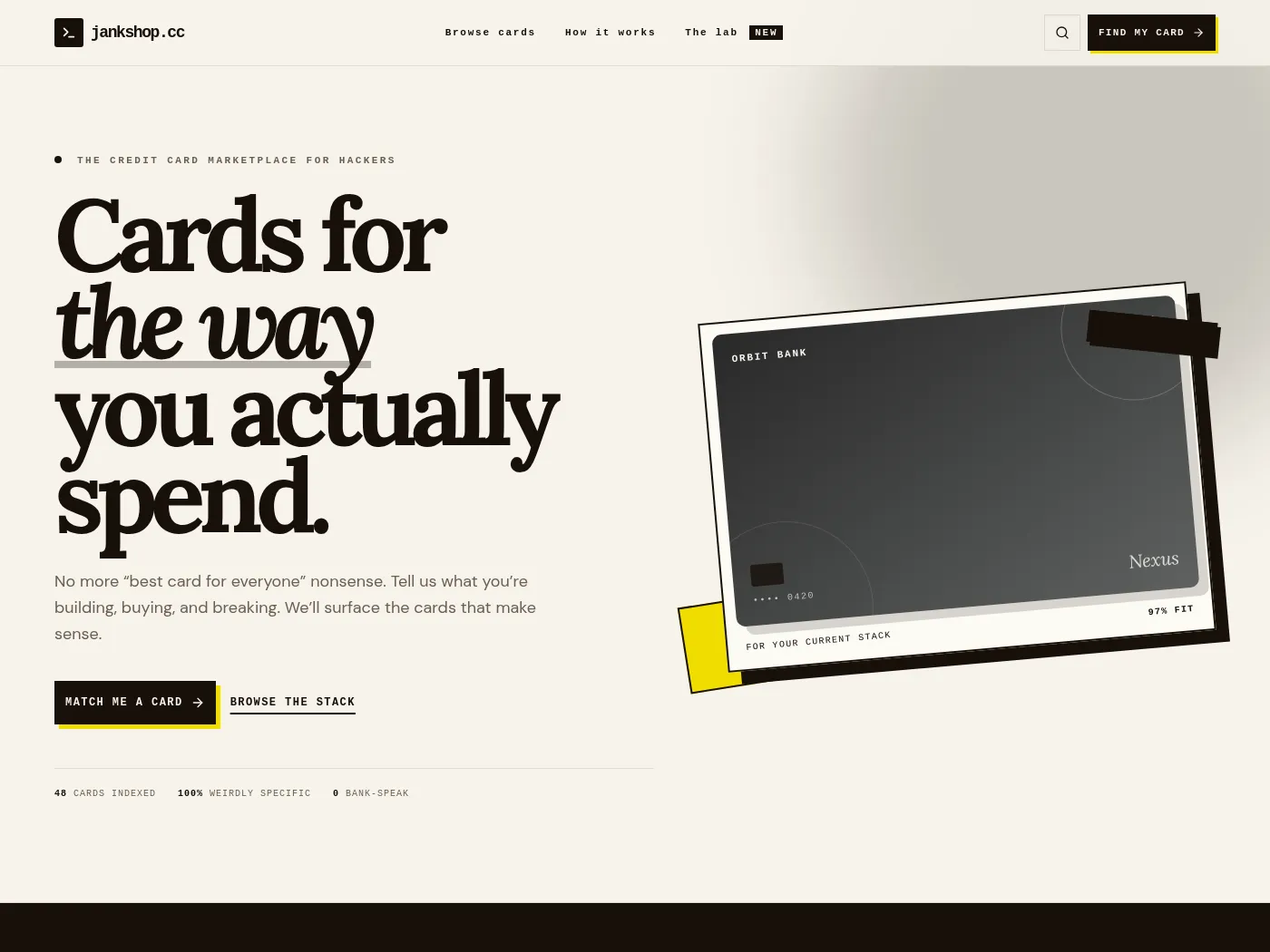 Jankshop Credit Card Hub
