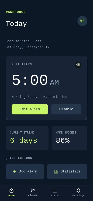WakeForge Alarm App