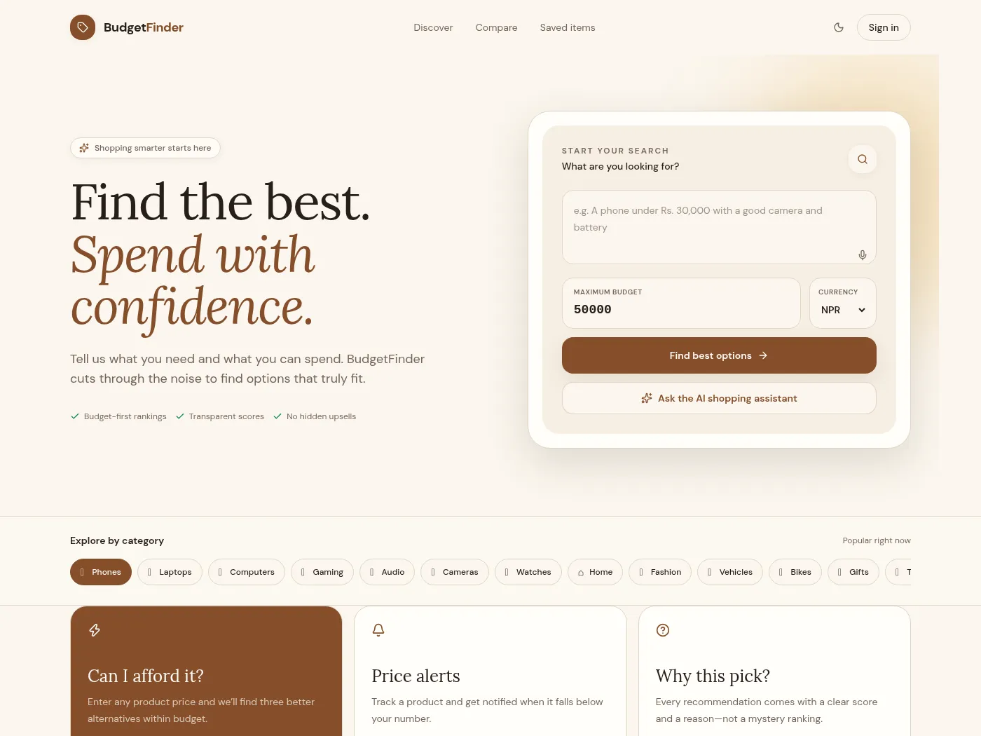 BudgetFinder Discovery App