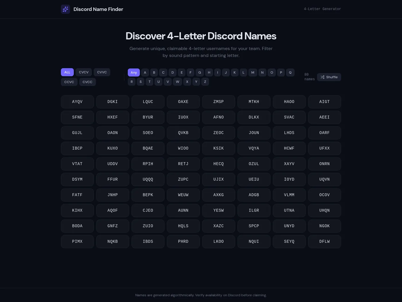 Discord Name Finder