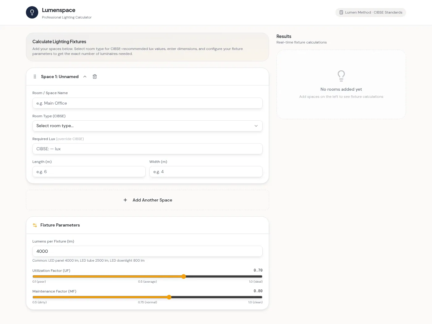 Lumenspace Calculator
