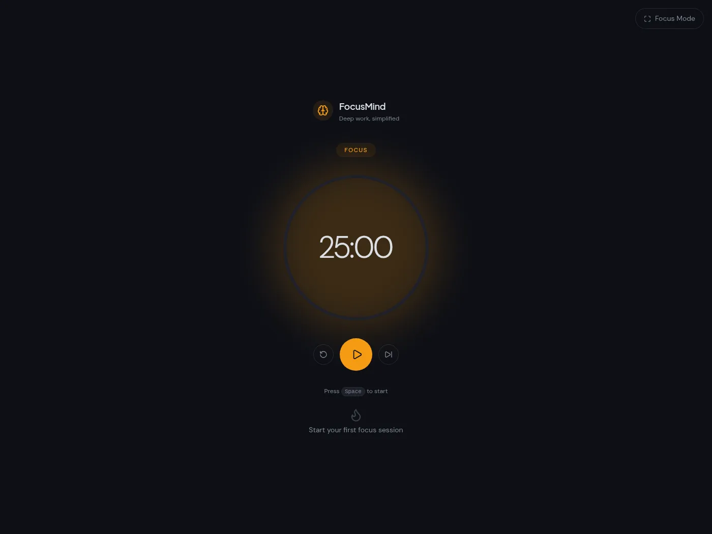 FocusMind Pomodoro App