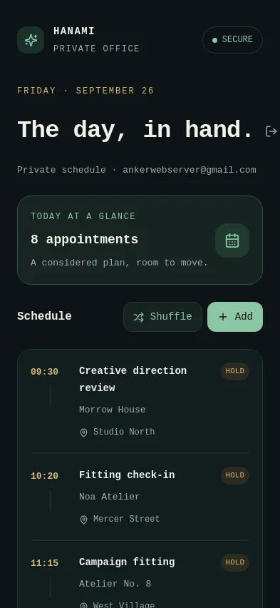 Hanami Scheduler Mobile