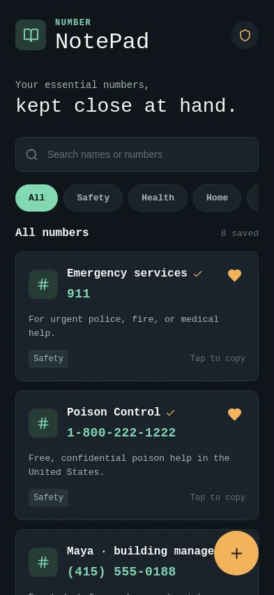 Number NotePad