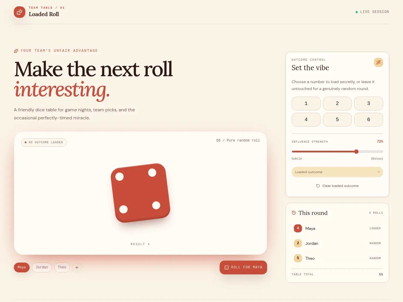 Rigged Dice Roller