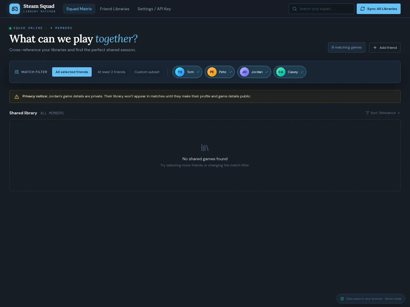 Steam Squad Matcher
