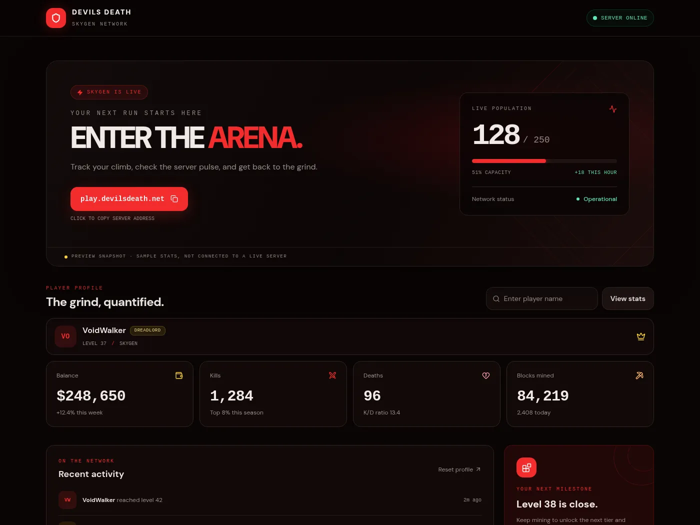 Devils Death Game Dashboard
