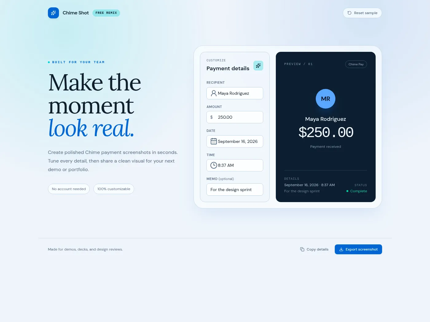 Chime Shot Generator