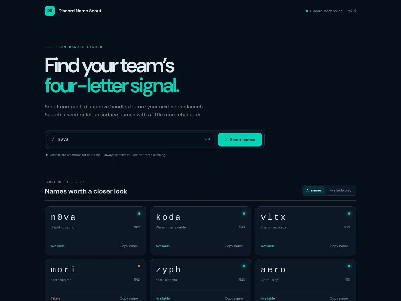 Discord Name Scout