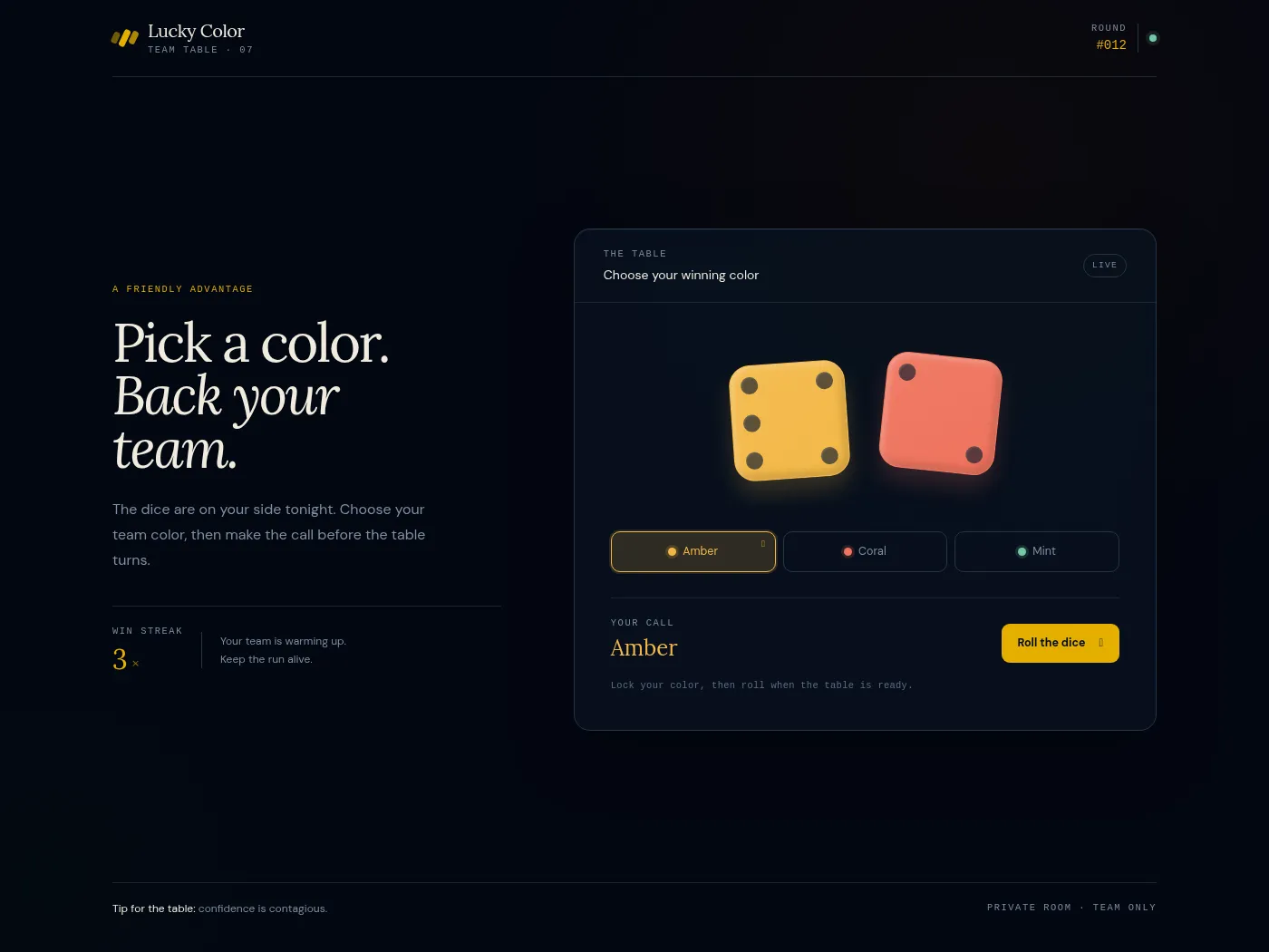Lucky Color Dice Game