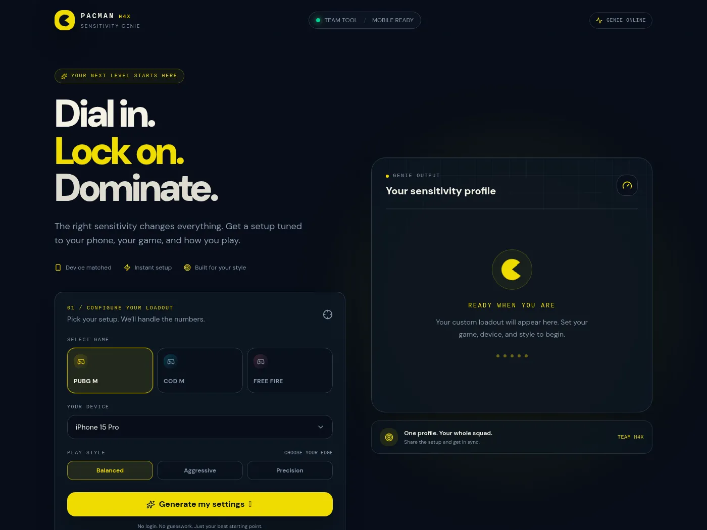 PACMAN Sensitivity Genie