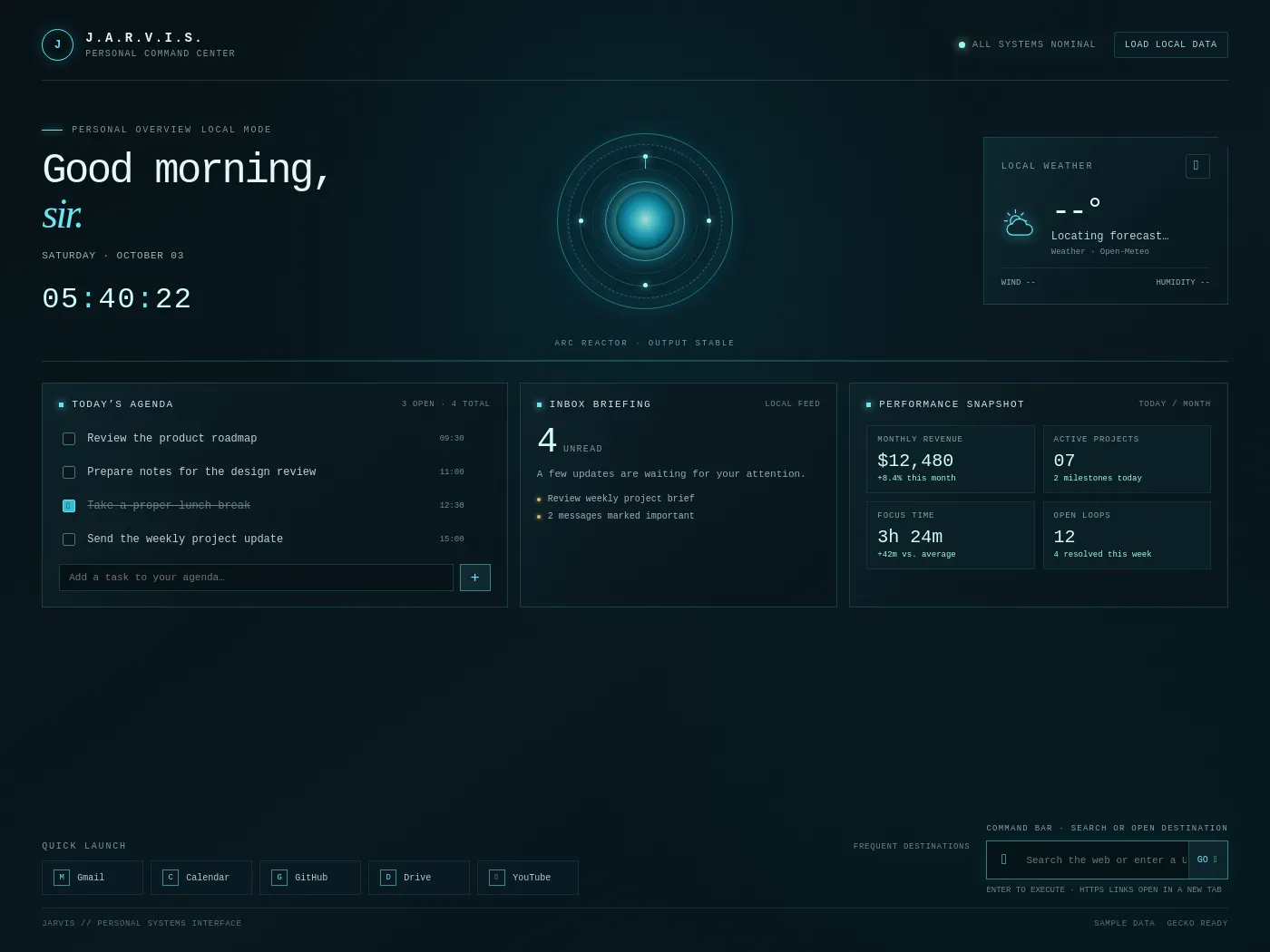 JARVIS Zen Dashboard