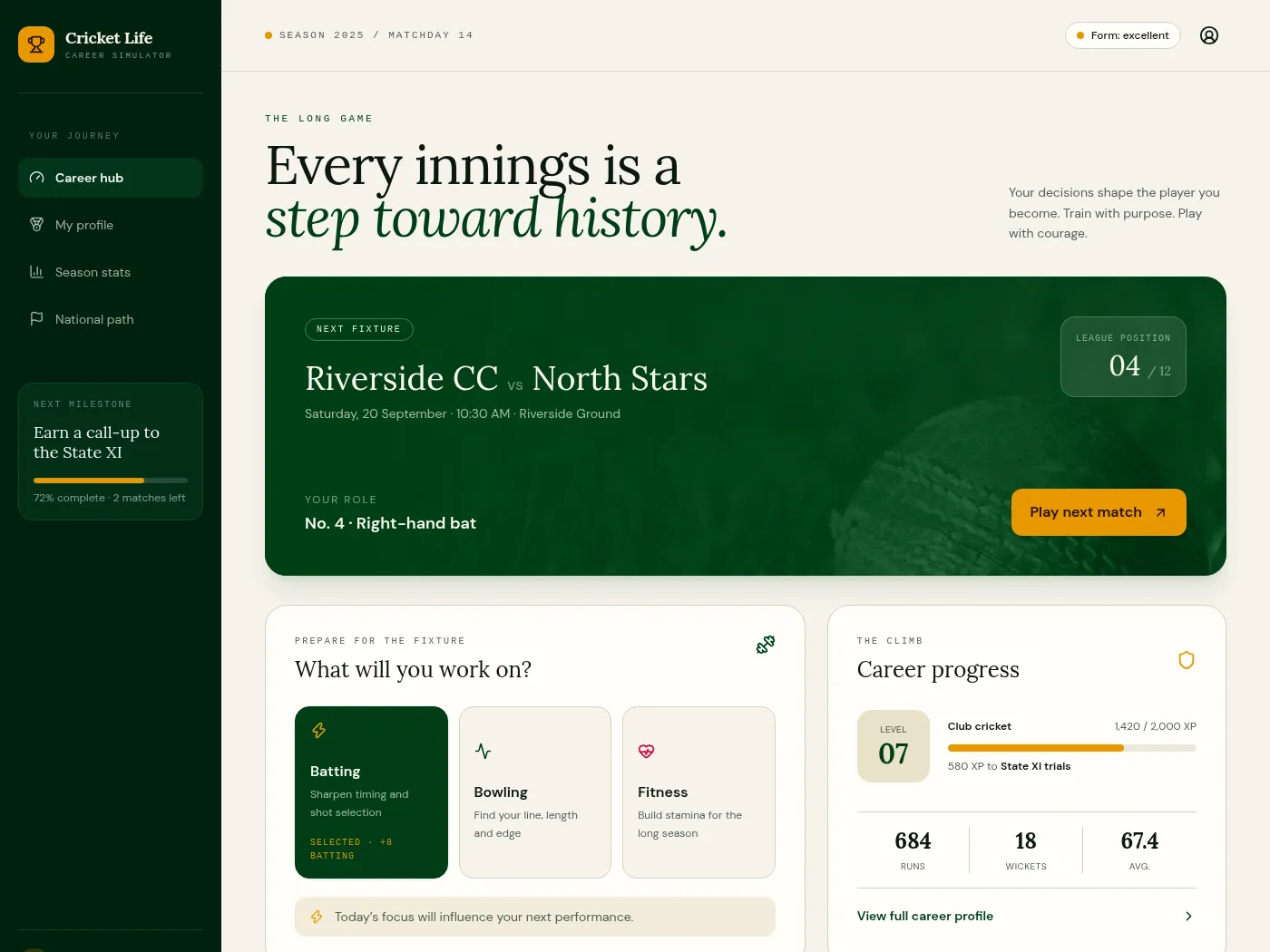 Cricket Life Simulator