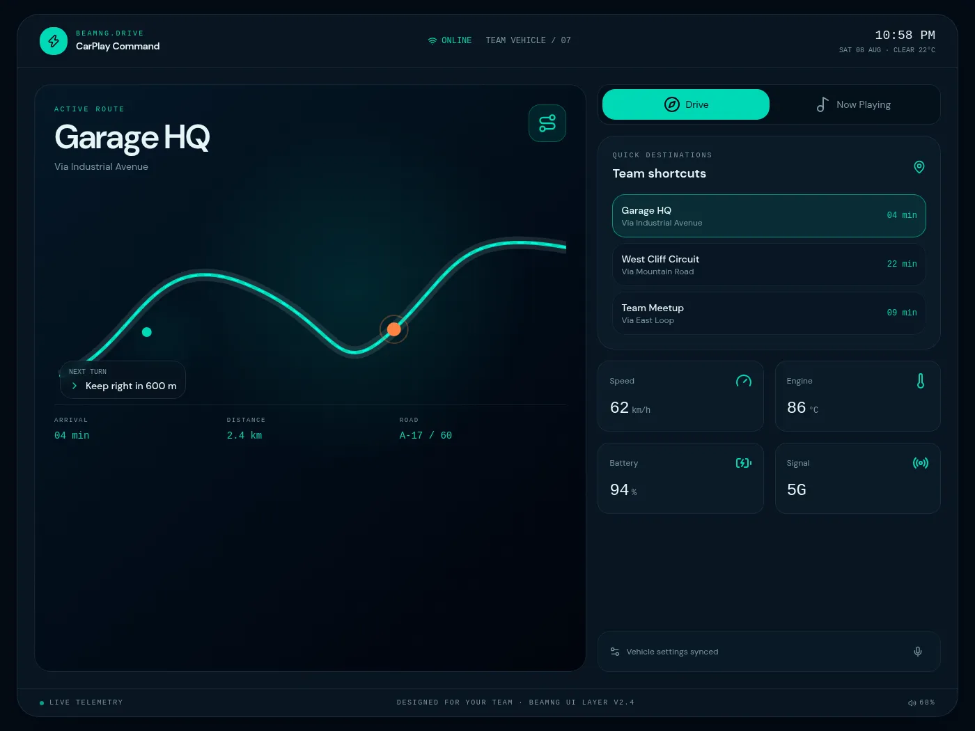 BeamNG CarPlay Dashboard