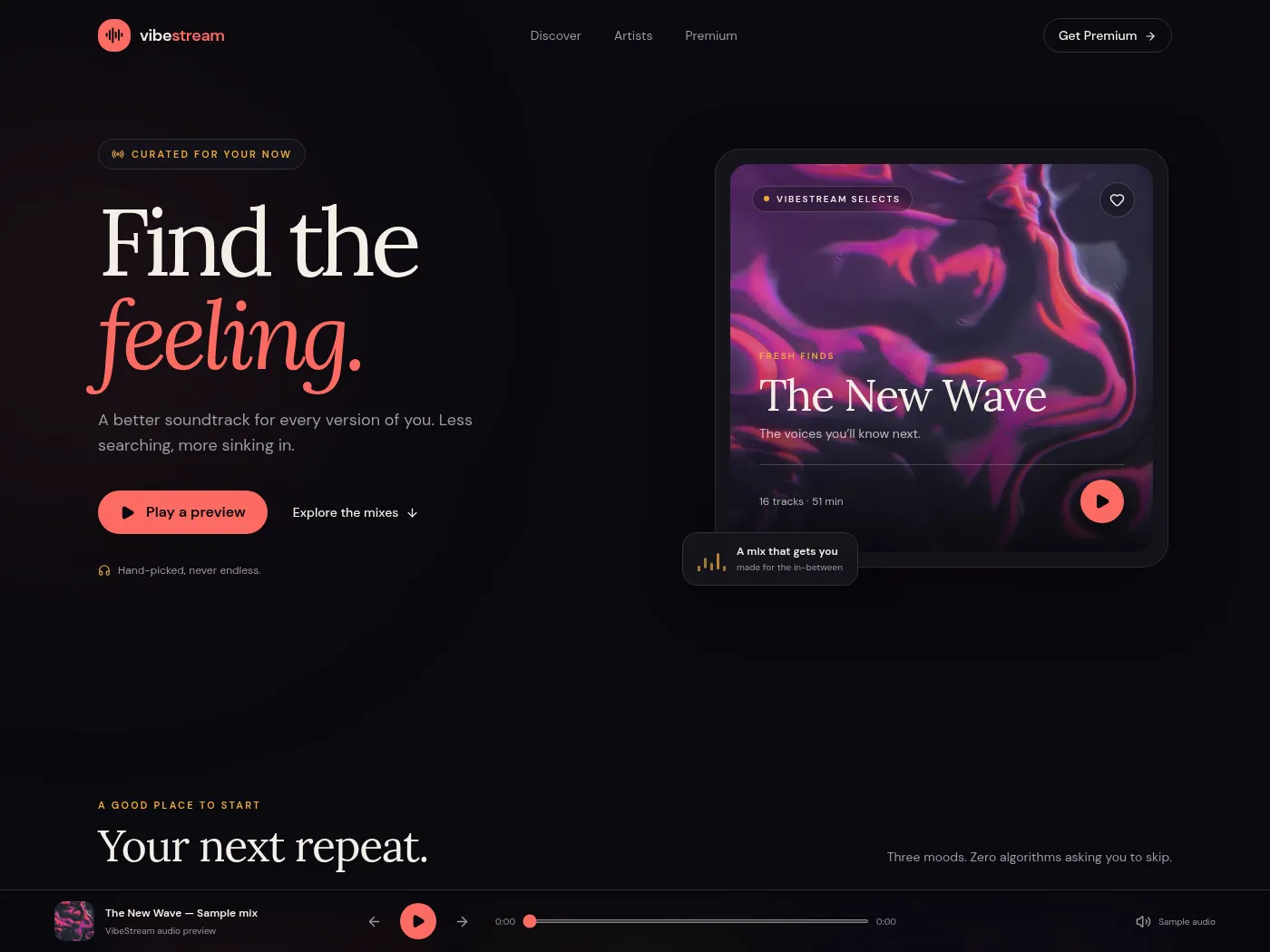 VibeStream Landing Page