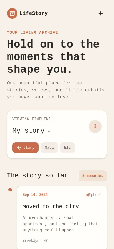 LifeStory Timeline App