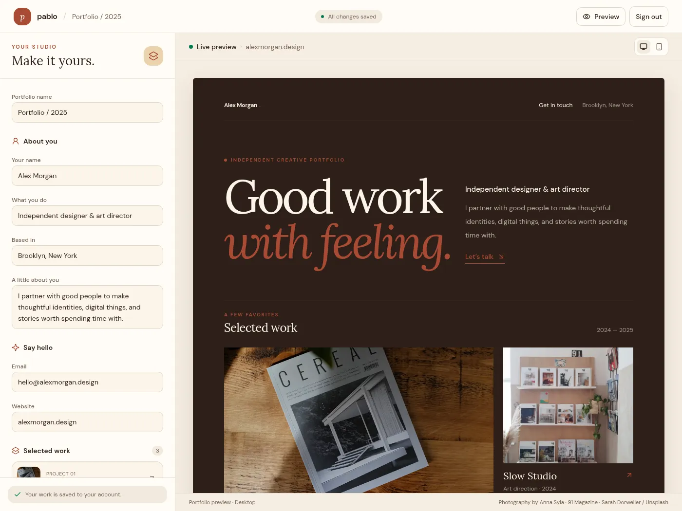 Pablo Portfolio Builder