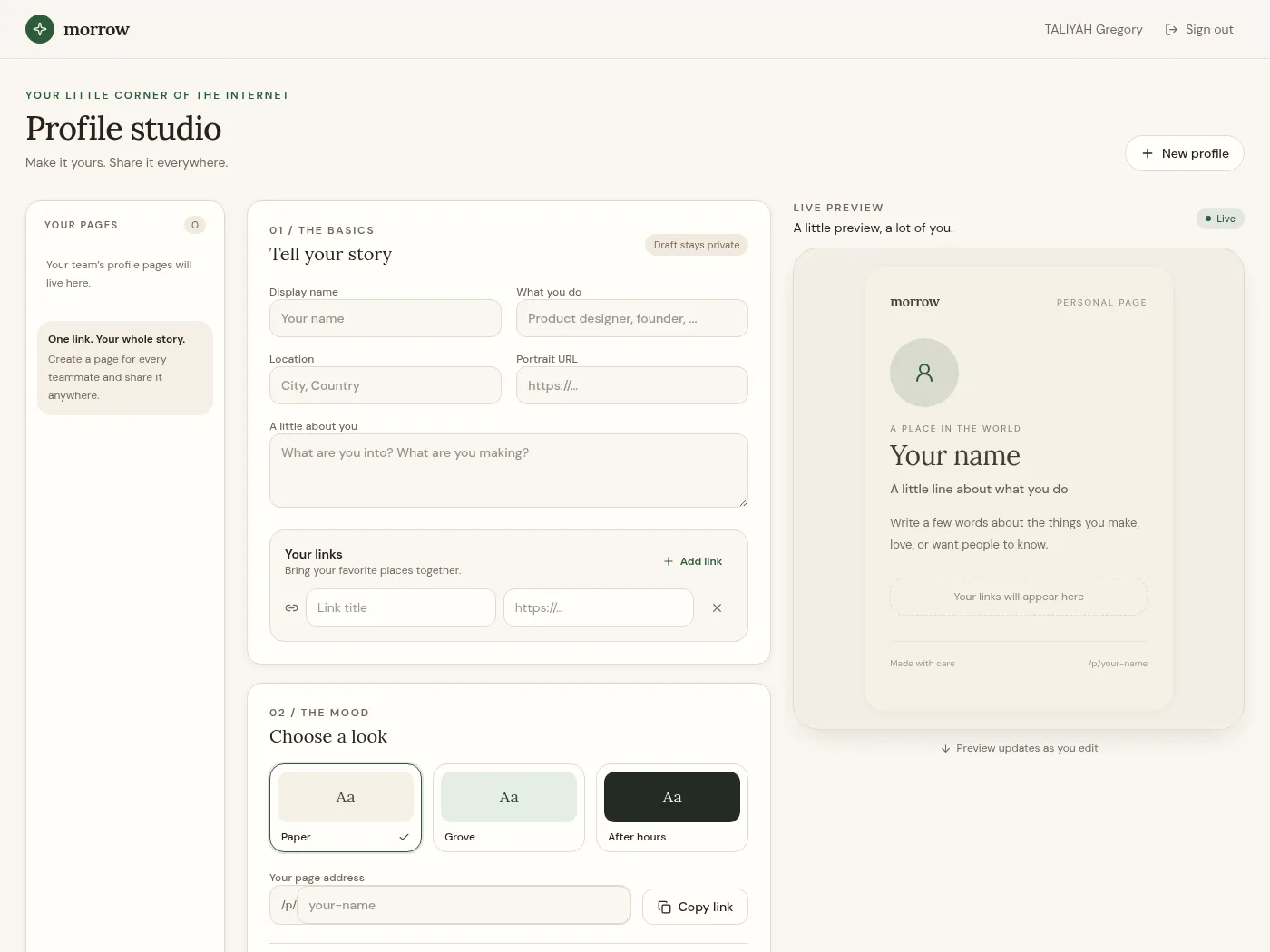 ProfilePage Builder