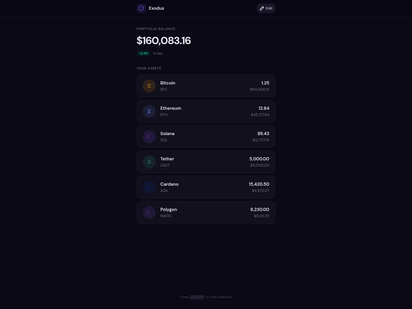 Exodus Wallet Simulator