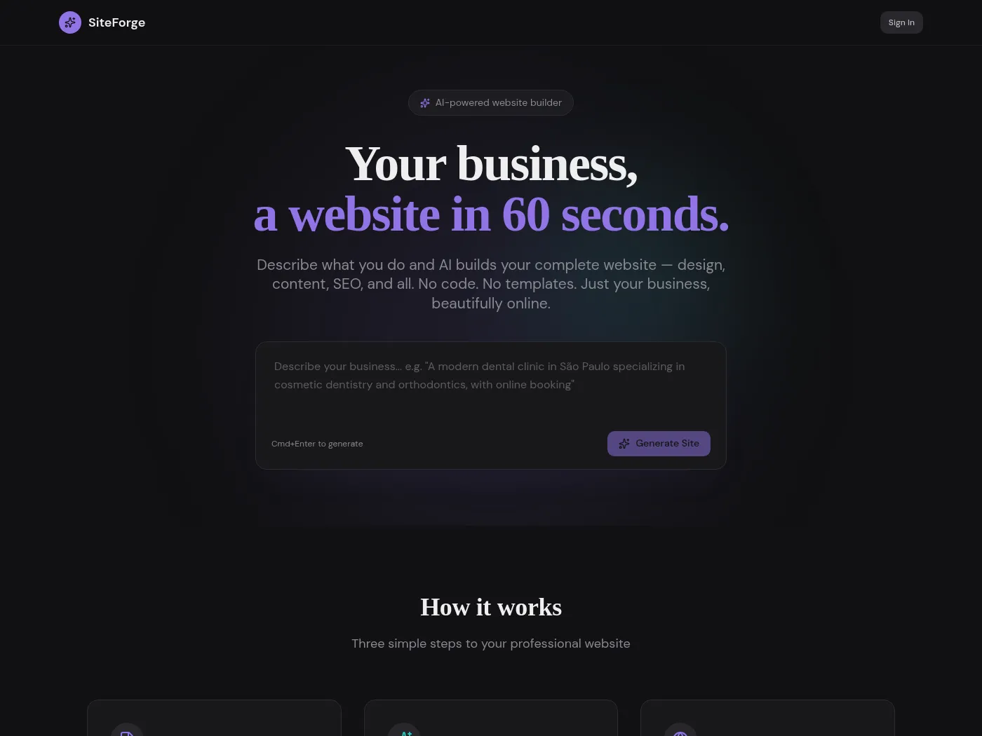 SiteForge AI SaaS Platform