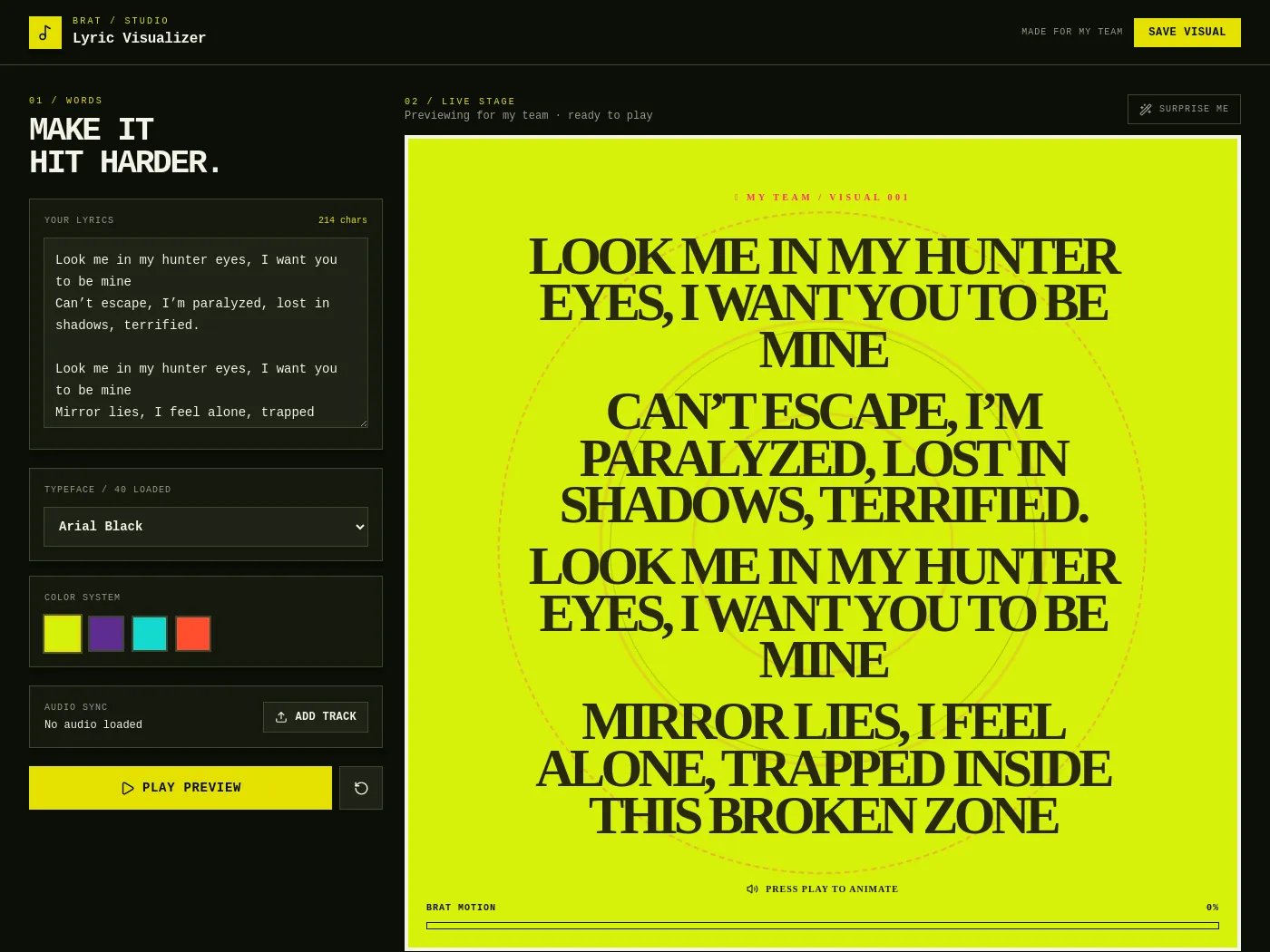 BRAT Lyric Visualizer